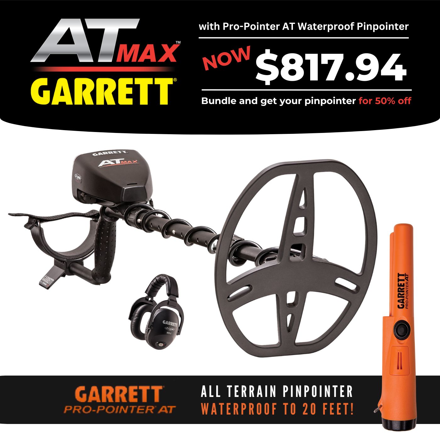 Garrett AT Max + Bonus Pack | Metal Detectors for Use on Land, Under ...