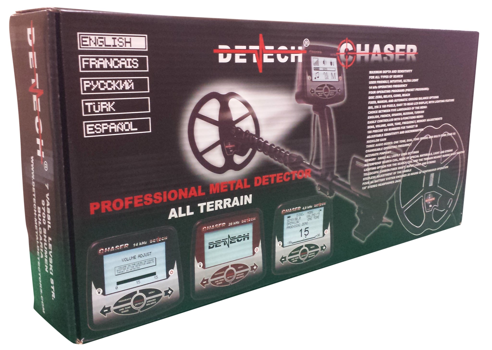 Detech Chaser Metal Detector with 12" x 10" SEF Butterfly Search Coil ...