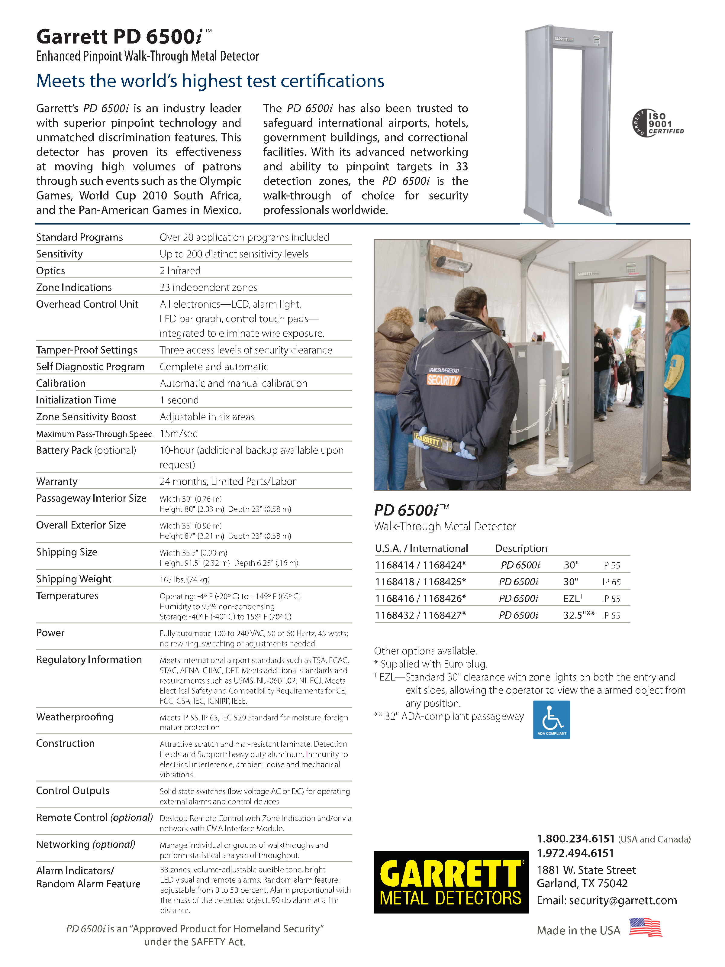 Garrett PD6500i Walk Through Metal Detector | Shop | Features | Reviews ...