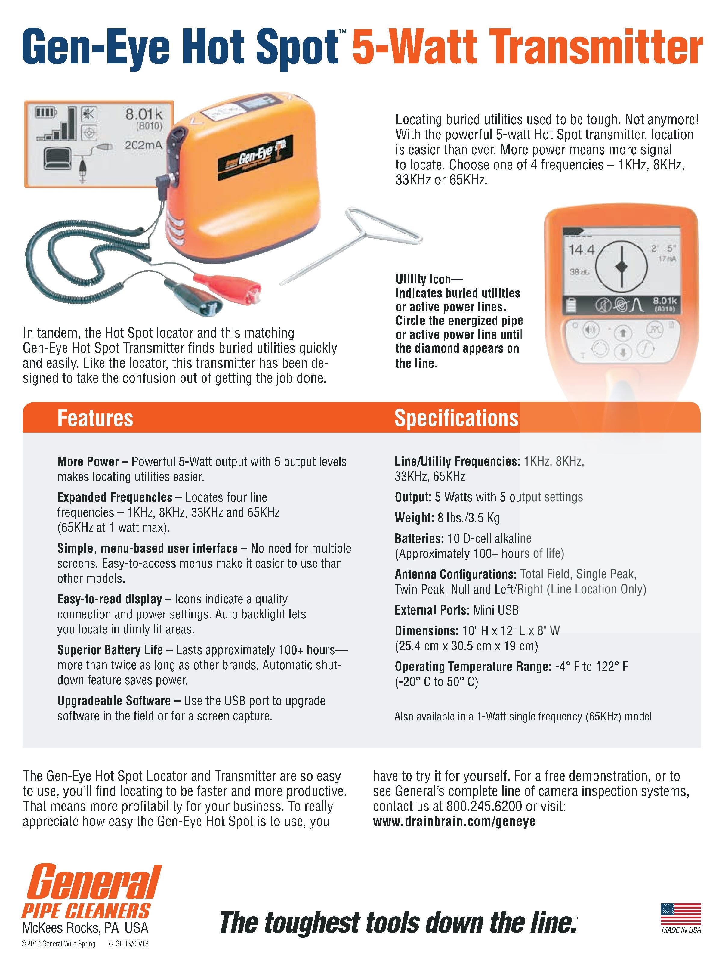 Gen-Eye Hot Spot Pipe Locator with 5W Transmitter | MetalDetector.com