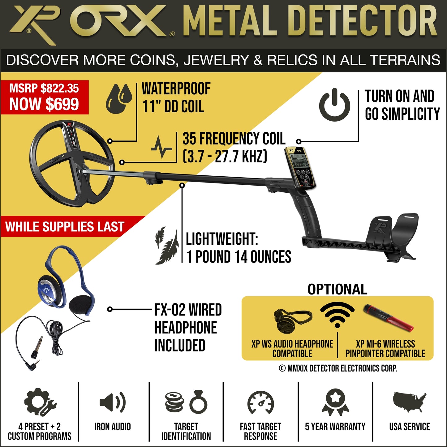 XP ORX Wireless Metal Detector with Headphones & Coil | MetalDetector.com